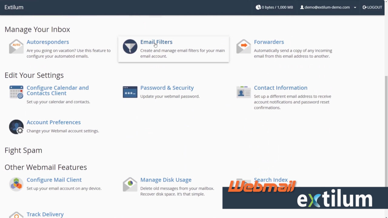 Create Email Filter - Webmail • Extilum Knowledgebase