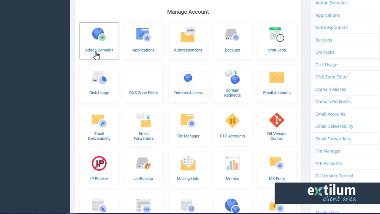 Create an Addon domain - Client Area • Extilum Knowledgebase