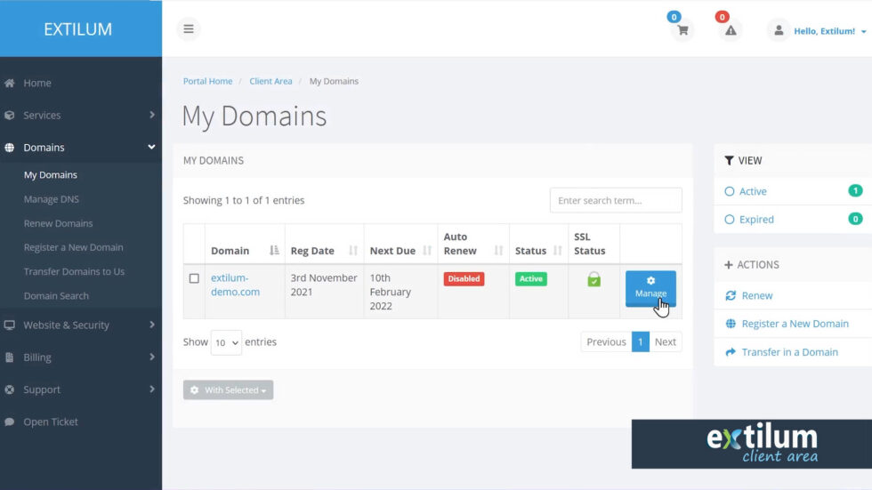 Get Domain Epp Code Client Area • Extilum Knowledgebase