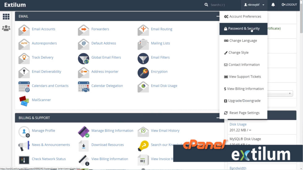 Change Password - cPanel • Extilum Knowledgebase
