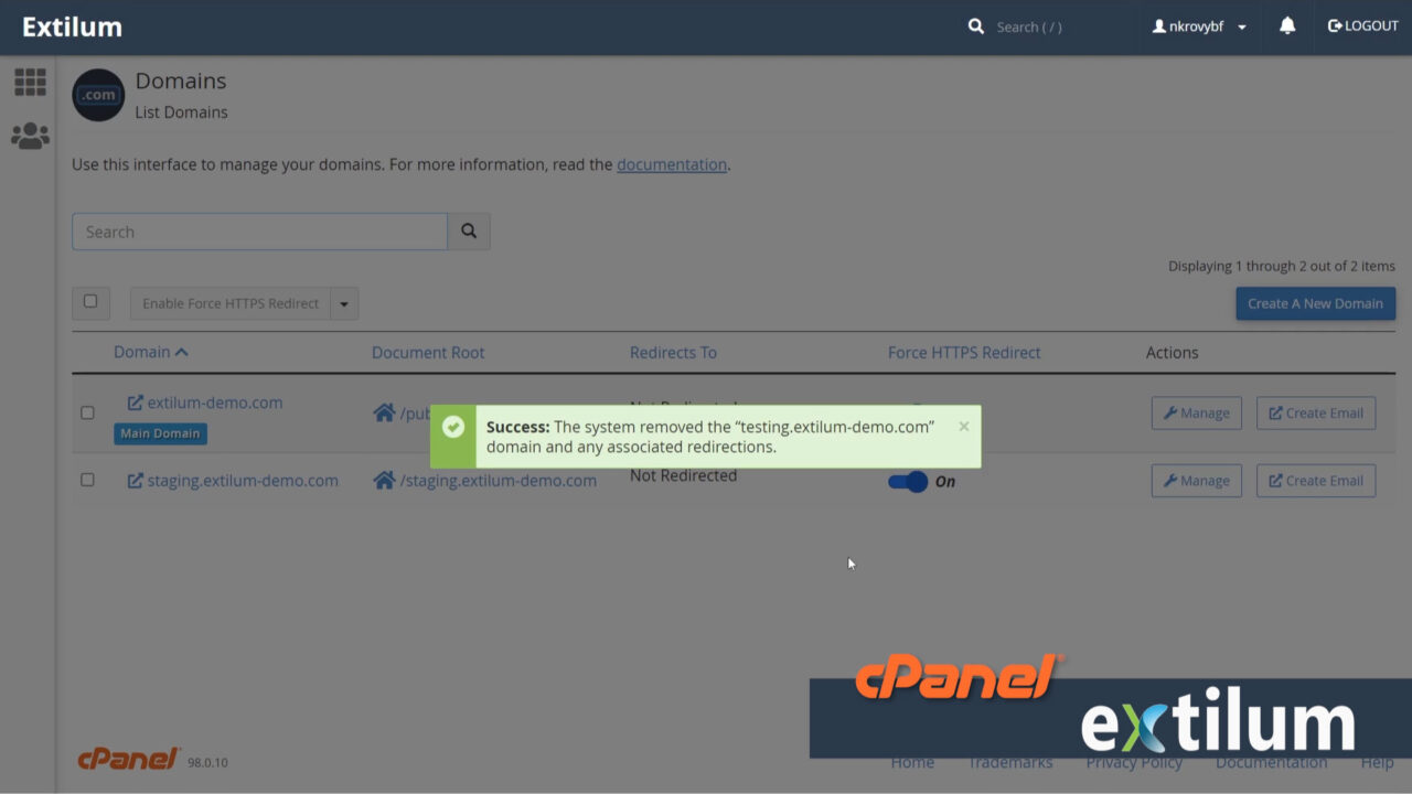 Manage Domains - cPanel • Extilum Knowledgebase