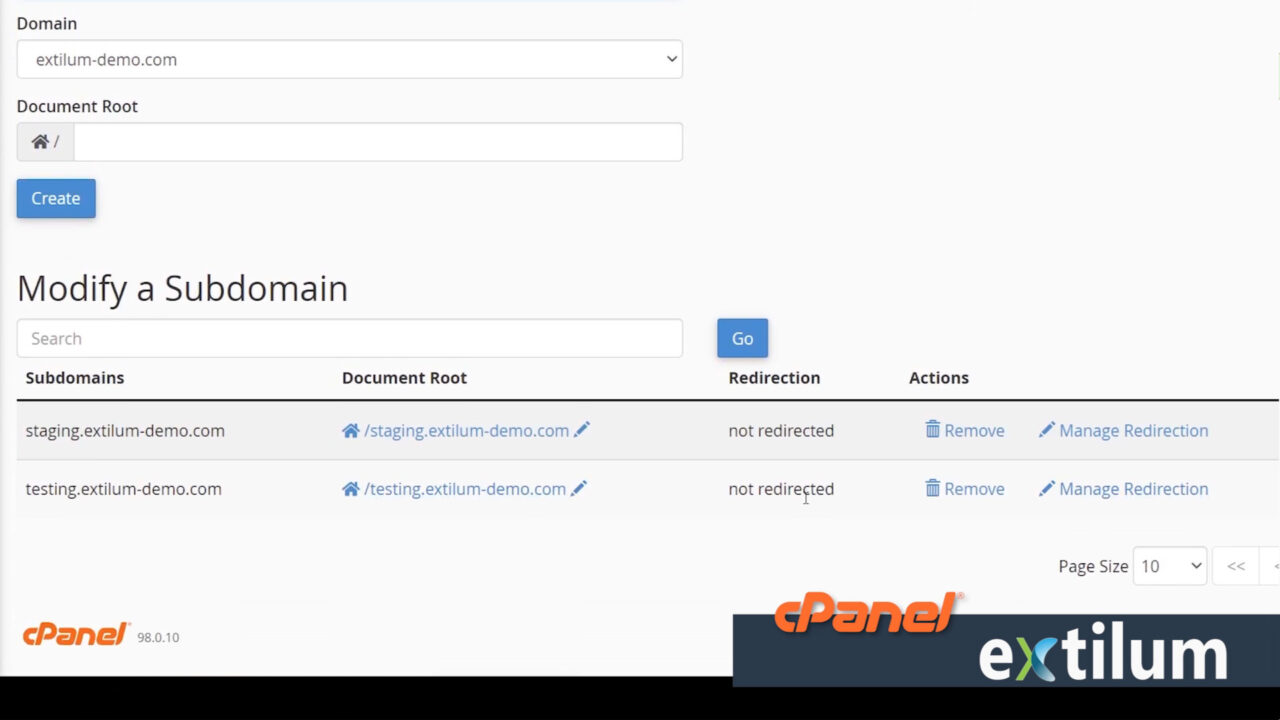 Manage a Subdomain Redirection - cPanel • Extilum Knowledgebase