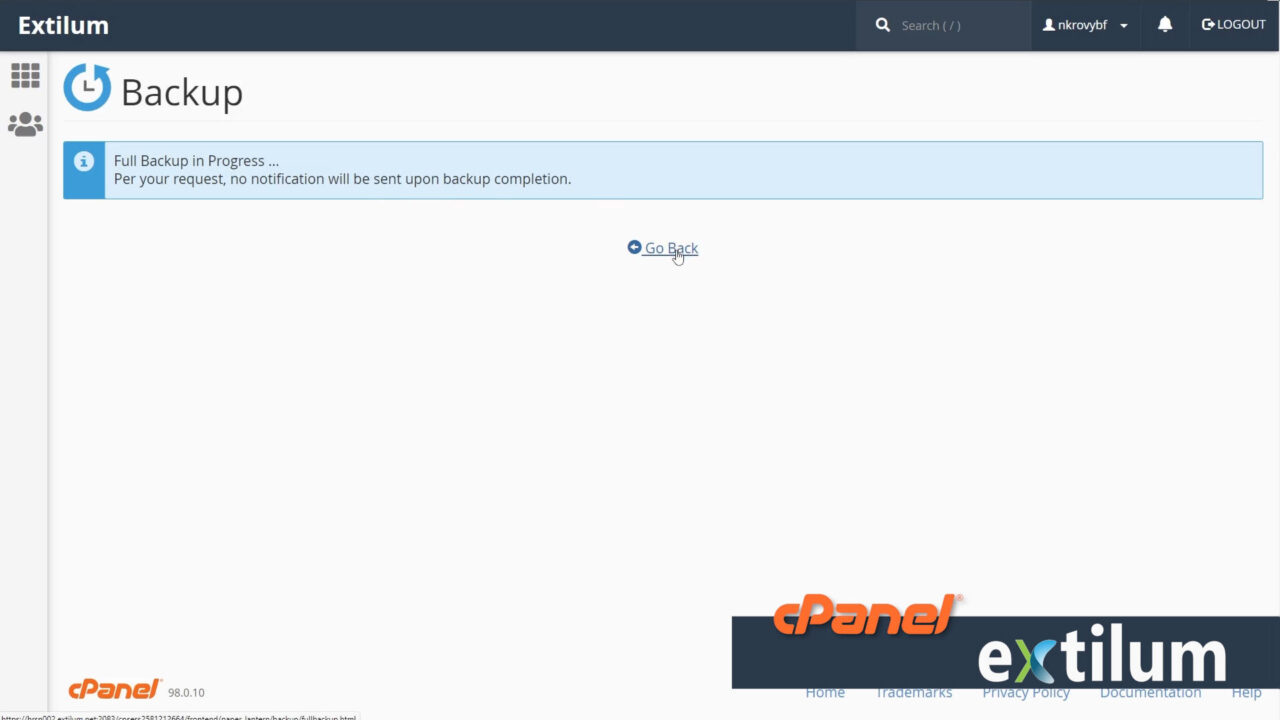 Generate a Full Backup - cPanel • Extilum Knowledgebase