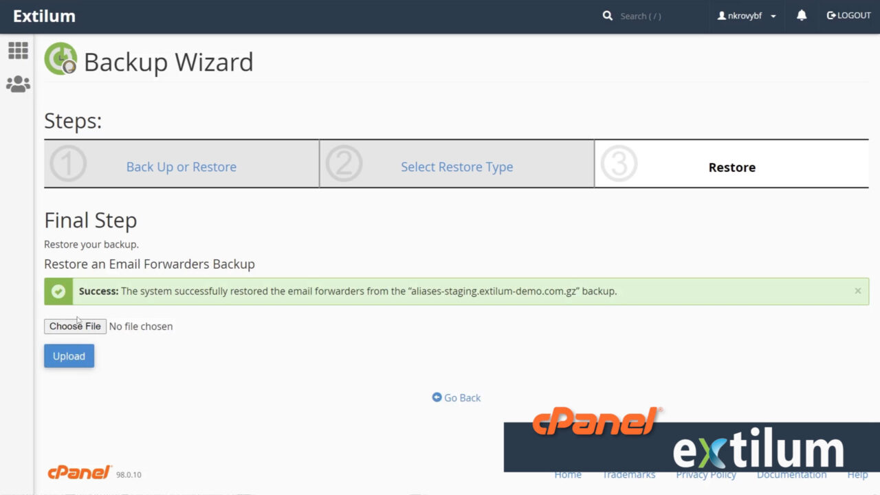 Restore Backup Using Backup Wizard Cpanel • Extilum Knowledgebase