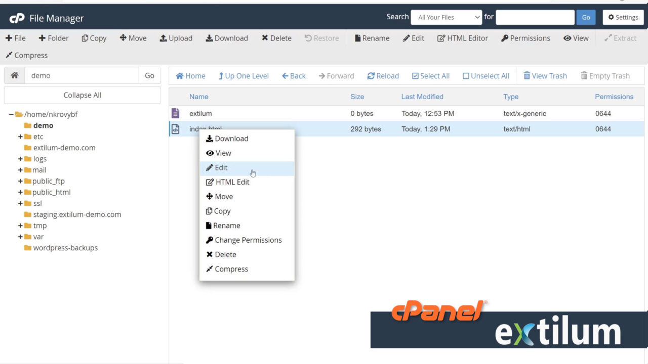 Edit a File Using File Manager - cPanel • Extilum Knowledgebase