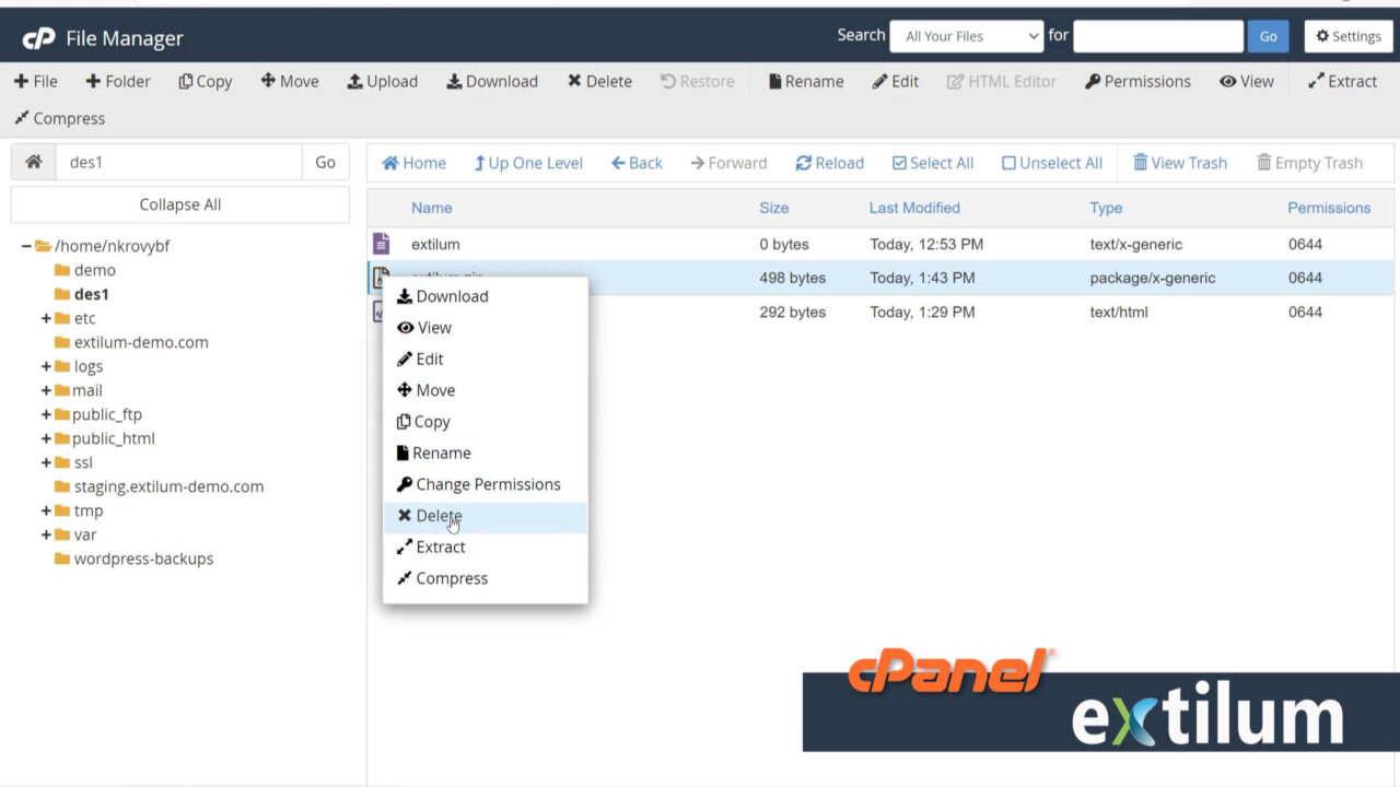 Extract Files using File Manager – cPanel • Extilum Knowledgebase