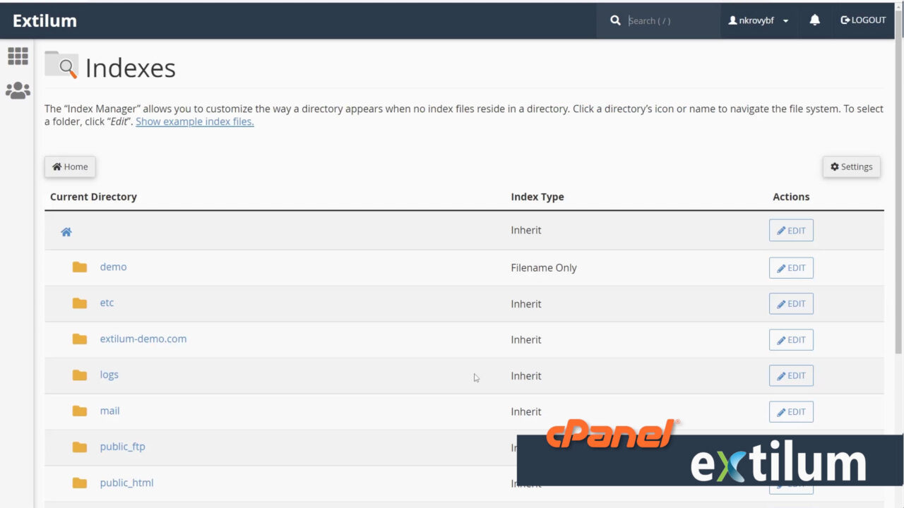 Manage indices File Manager - cPanel • Extilum Knowledgebase
