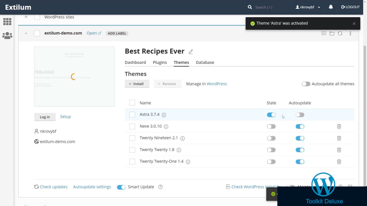 Manage Themes using the WordPress Toolkit - cPanel • Extilum Help