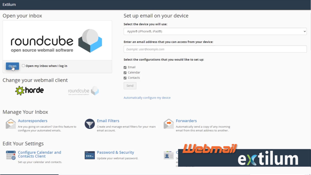 Login to Webmail from Client Area • Extilum Knowledgebase