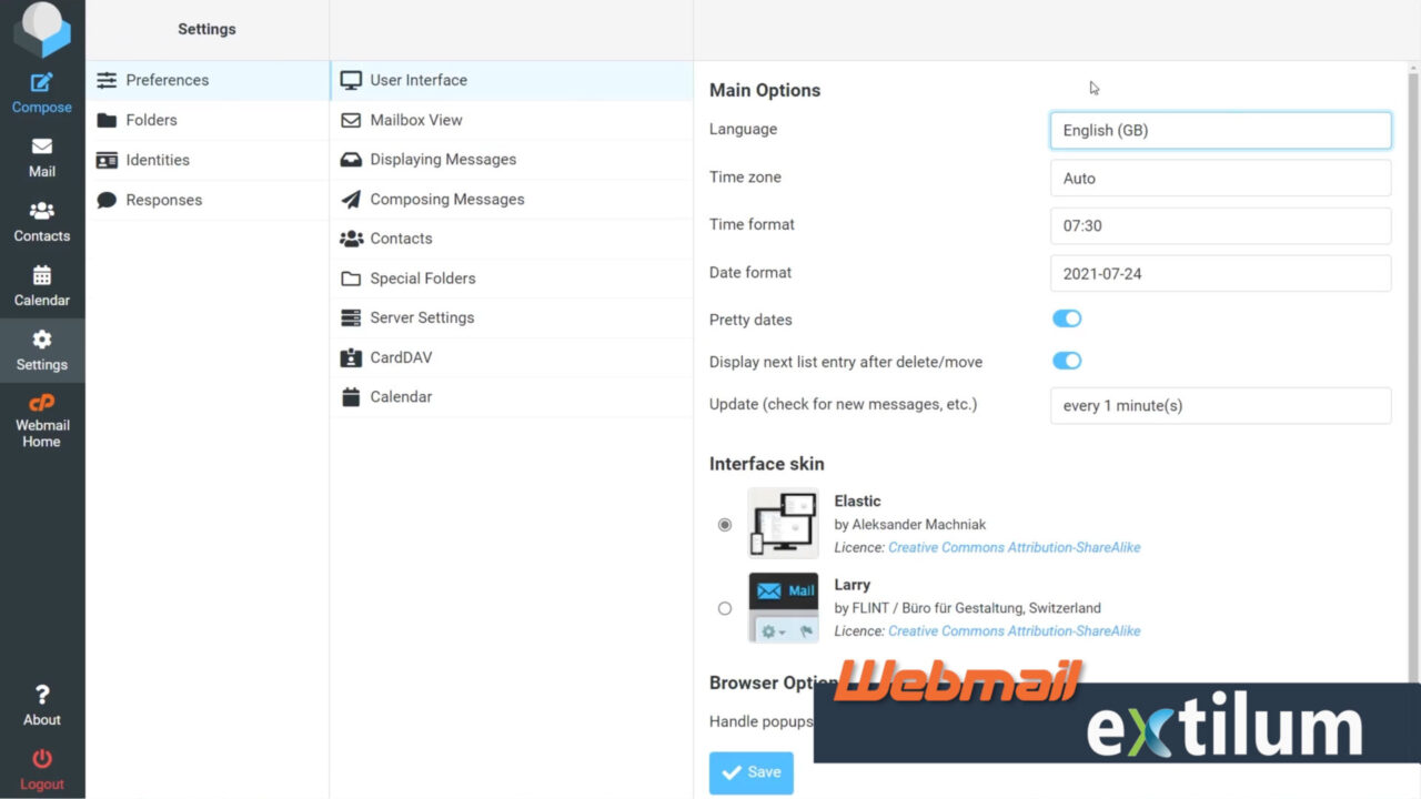 Email Time Zone - Webmail • Extilum Knowledgebase