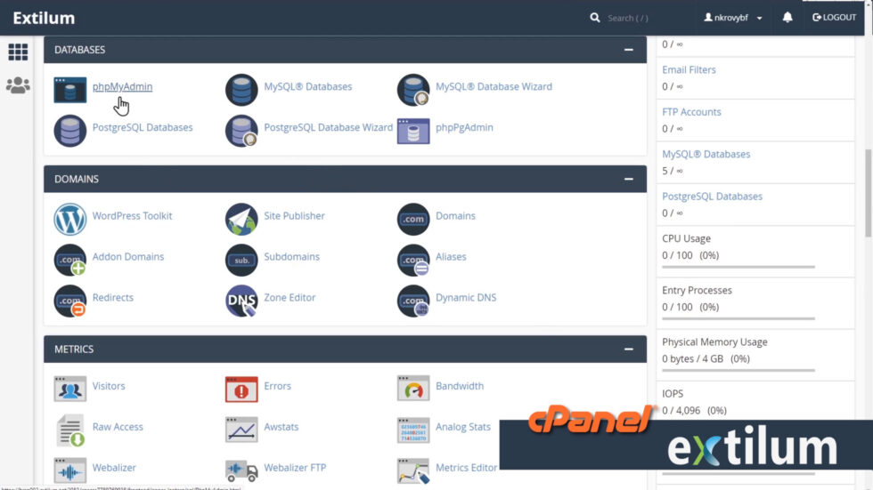 Export a Database - cPanel • Extilum Knowledgebase