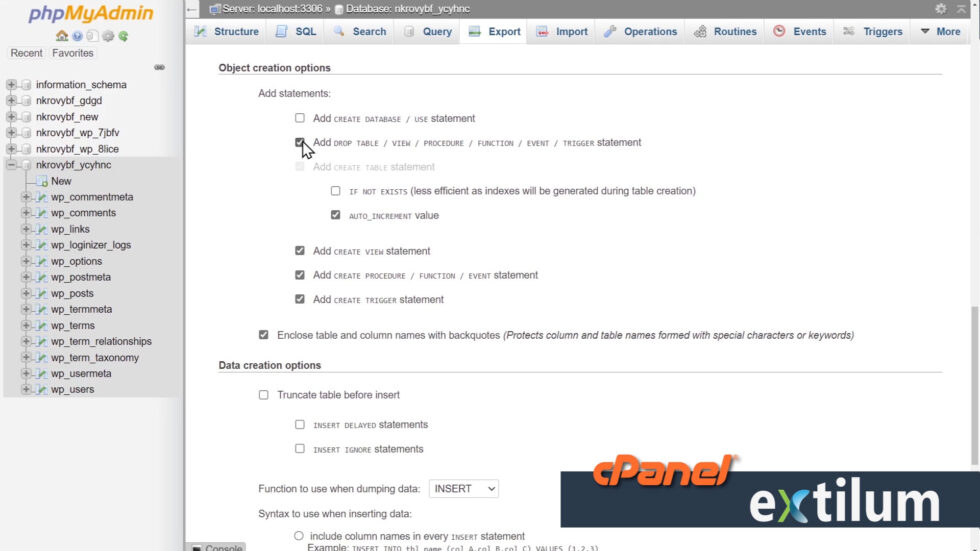 Export a Database - cPanel • Extilum Knowledgebase