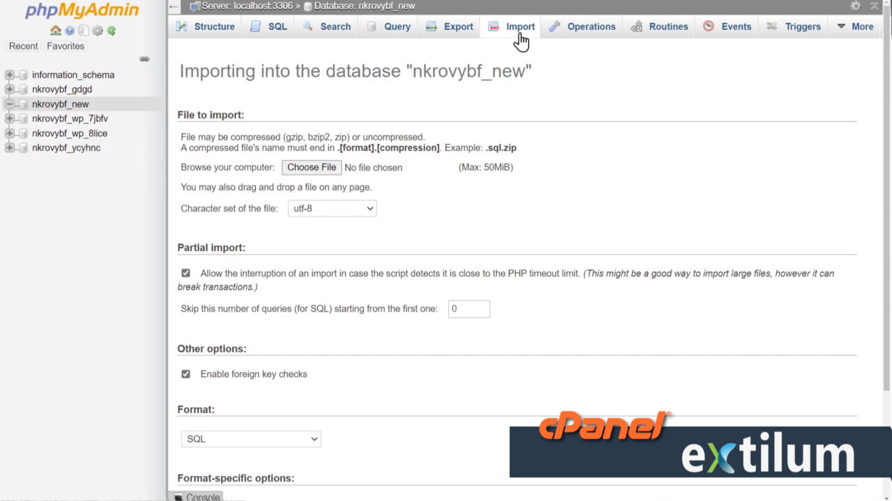 Import a Database – cPanel • Extilum Knowledgebase