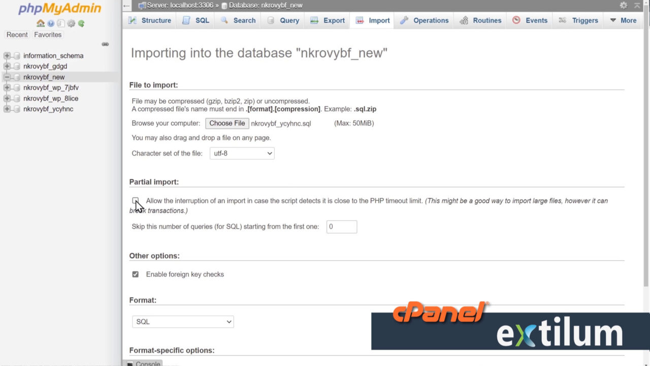 Import a Database – cPanel • Extilum Knowledgebase
