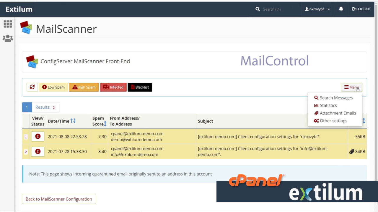 MailScanner - MailControl – cPanel • Extilum Knowledgebase