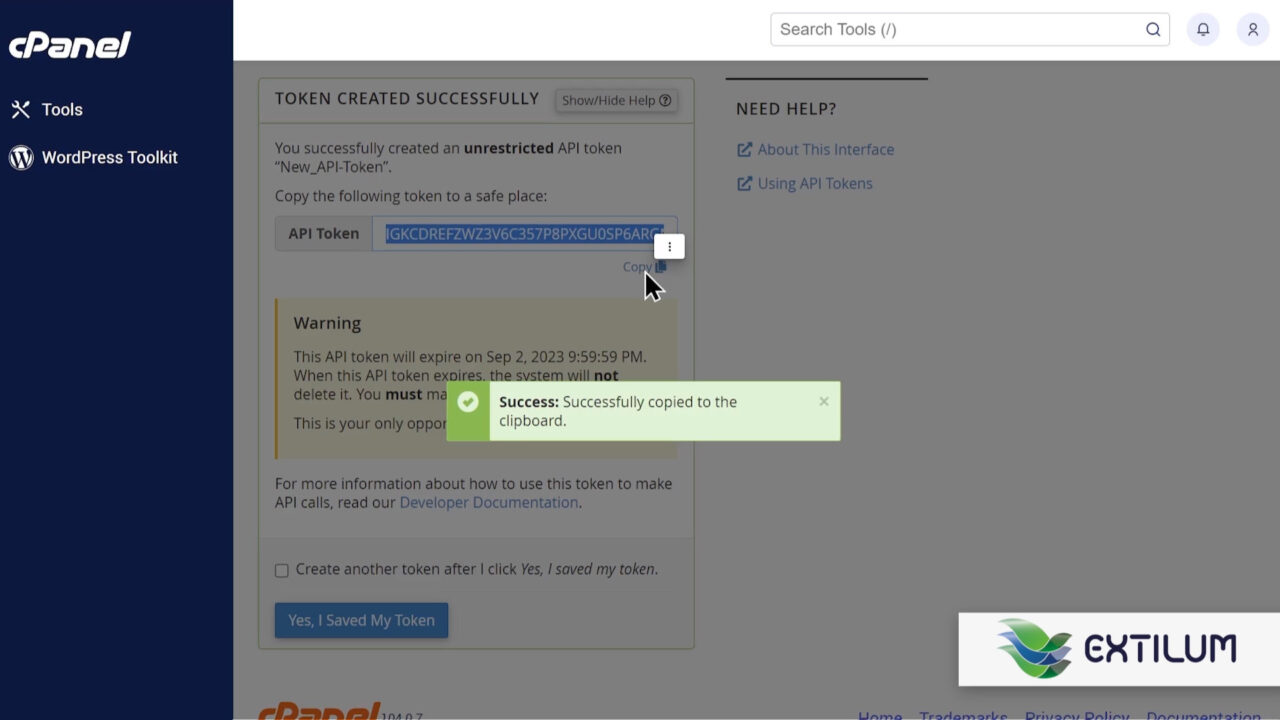 Create API token - cPanel • Extilum Knowledgebase