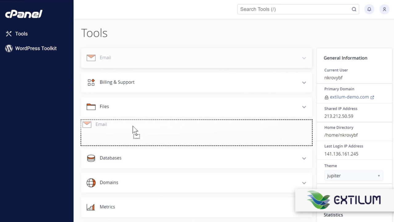 The Jupiter Theme Interface - cPanel • Extilum Knowledgebase